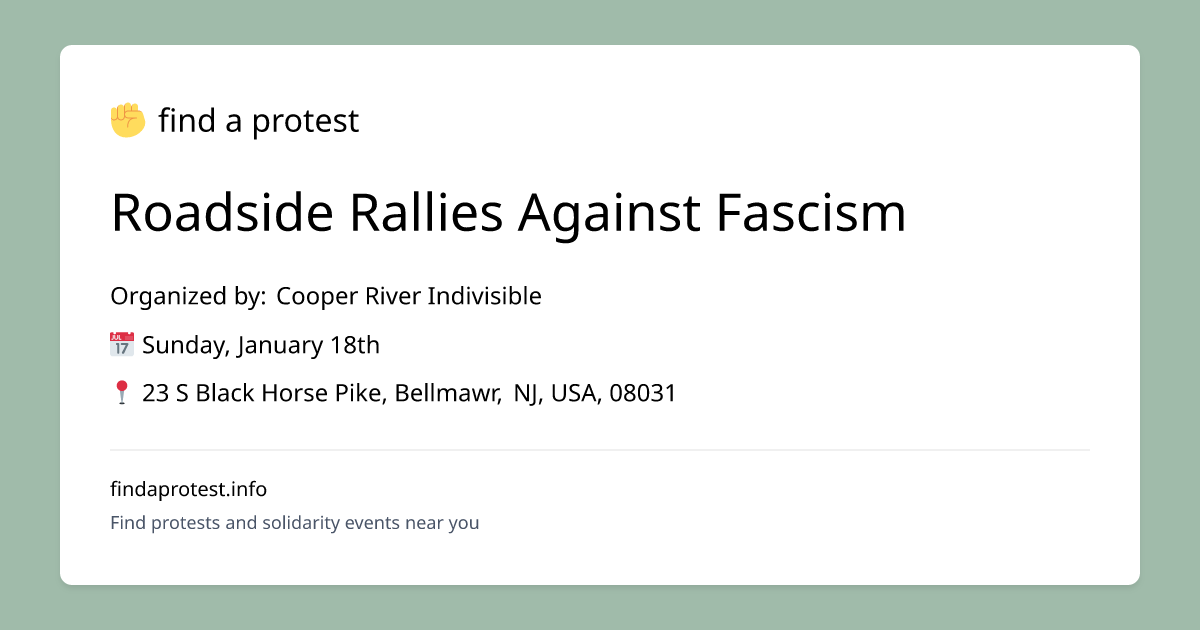 Roadside Rallies Against Fascism in Bellmawr on Sunday