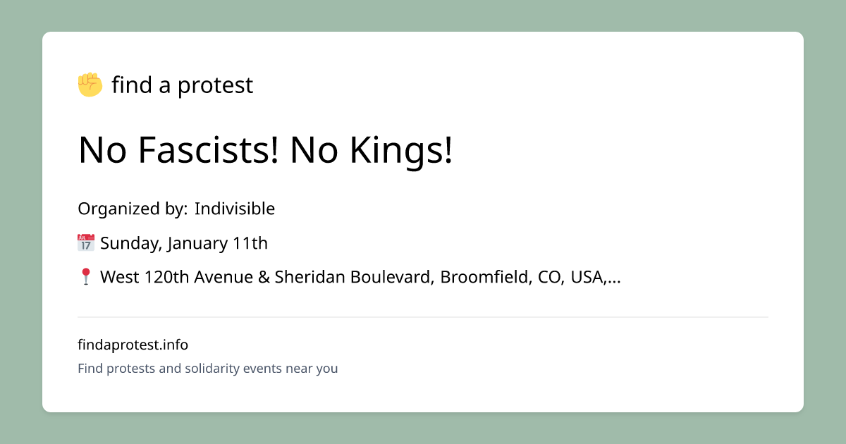 No Fascists! No Kings! in Broomfield on Sunday
