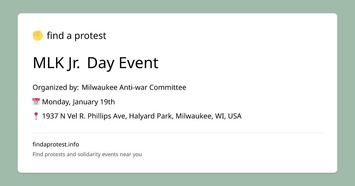 MLK Jr. Day Event in Milwaukee on Monday