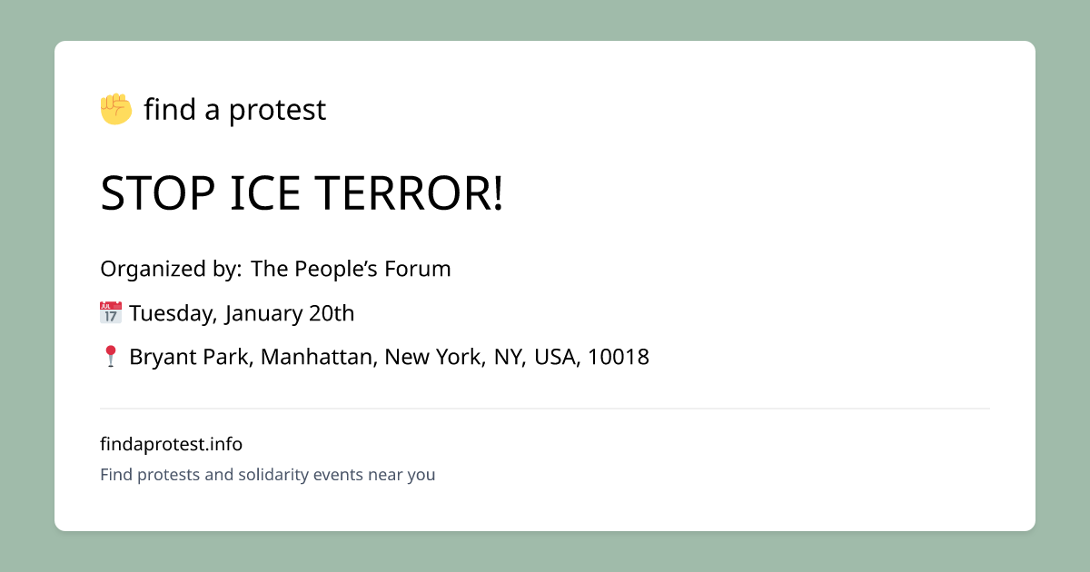 STOP ICE TERROR! in New York on Tuesday