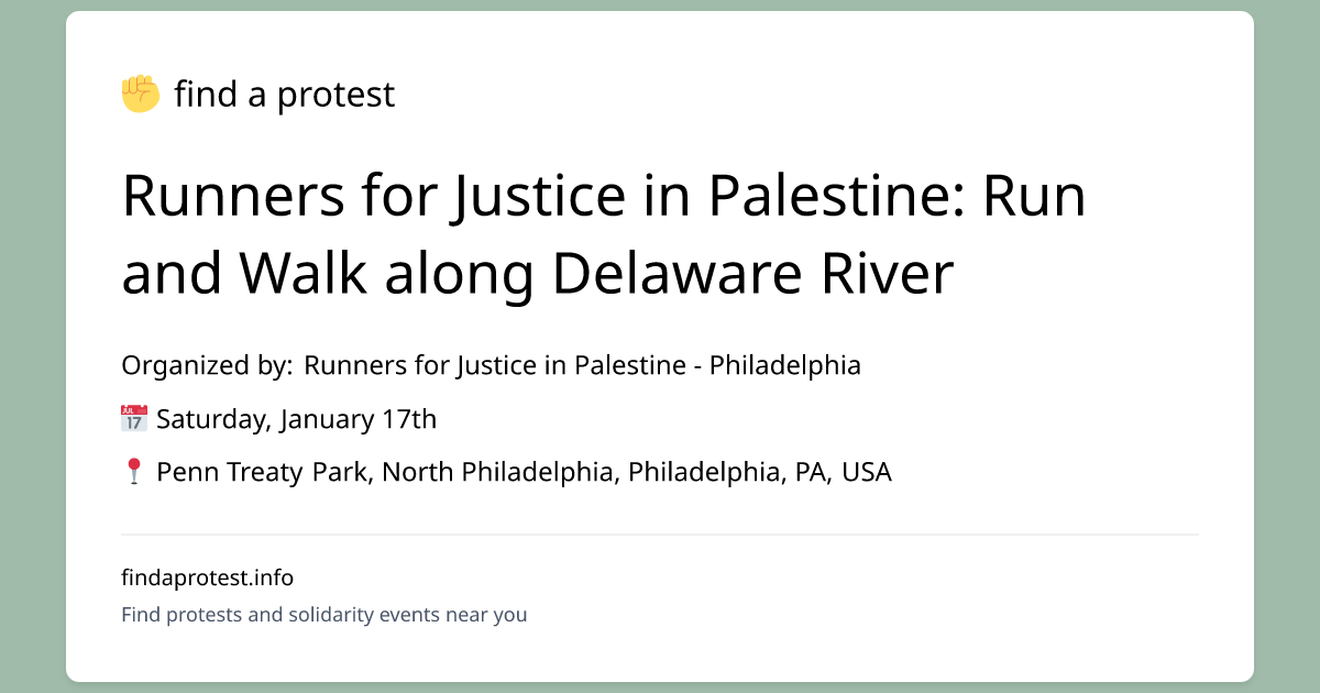 Runners for Justice in Palest... in Philadelphia on Saturday