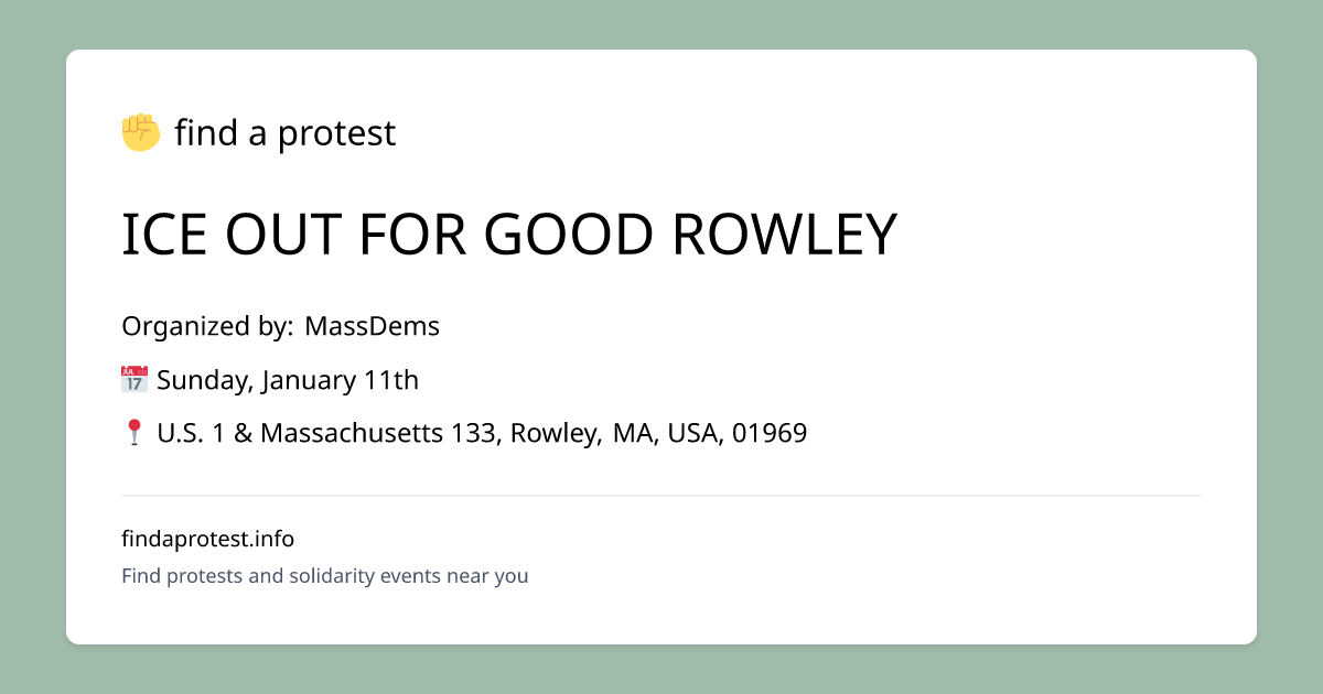 ICE OUT FOR GOOD ROWLEY in Rowley on Sunday