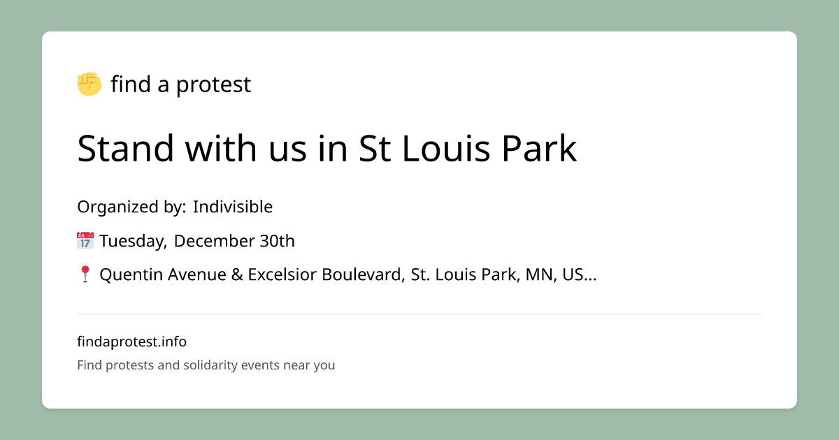 Stand with us in St Louis Park in St. Louis Park on Tuesday