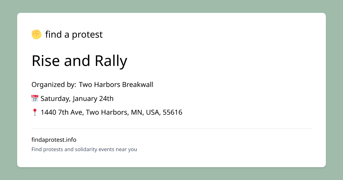 Rise and Rally in Two Harbors on Saturday